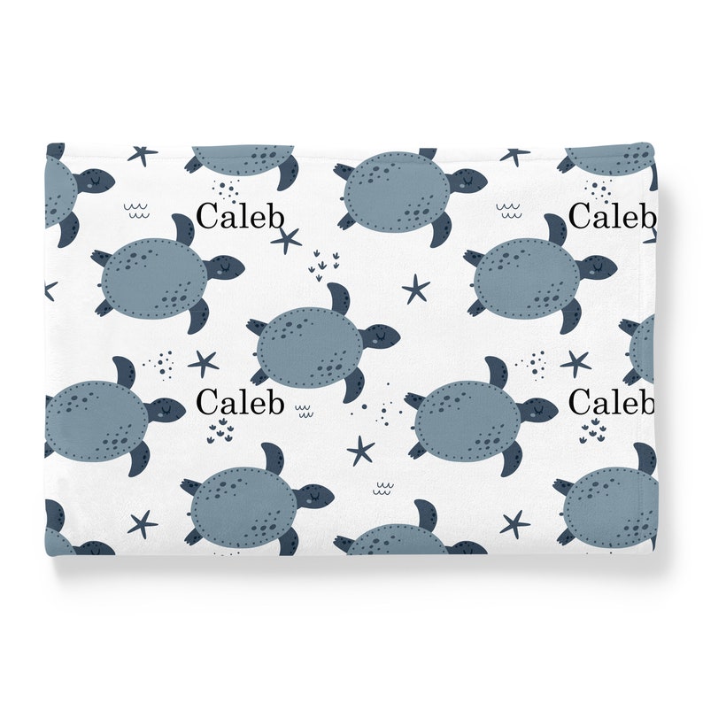 Personalized Sea Turtle Name Blanket, Custom Name Blanket, Personalized ...