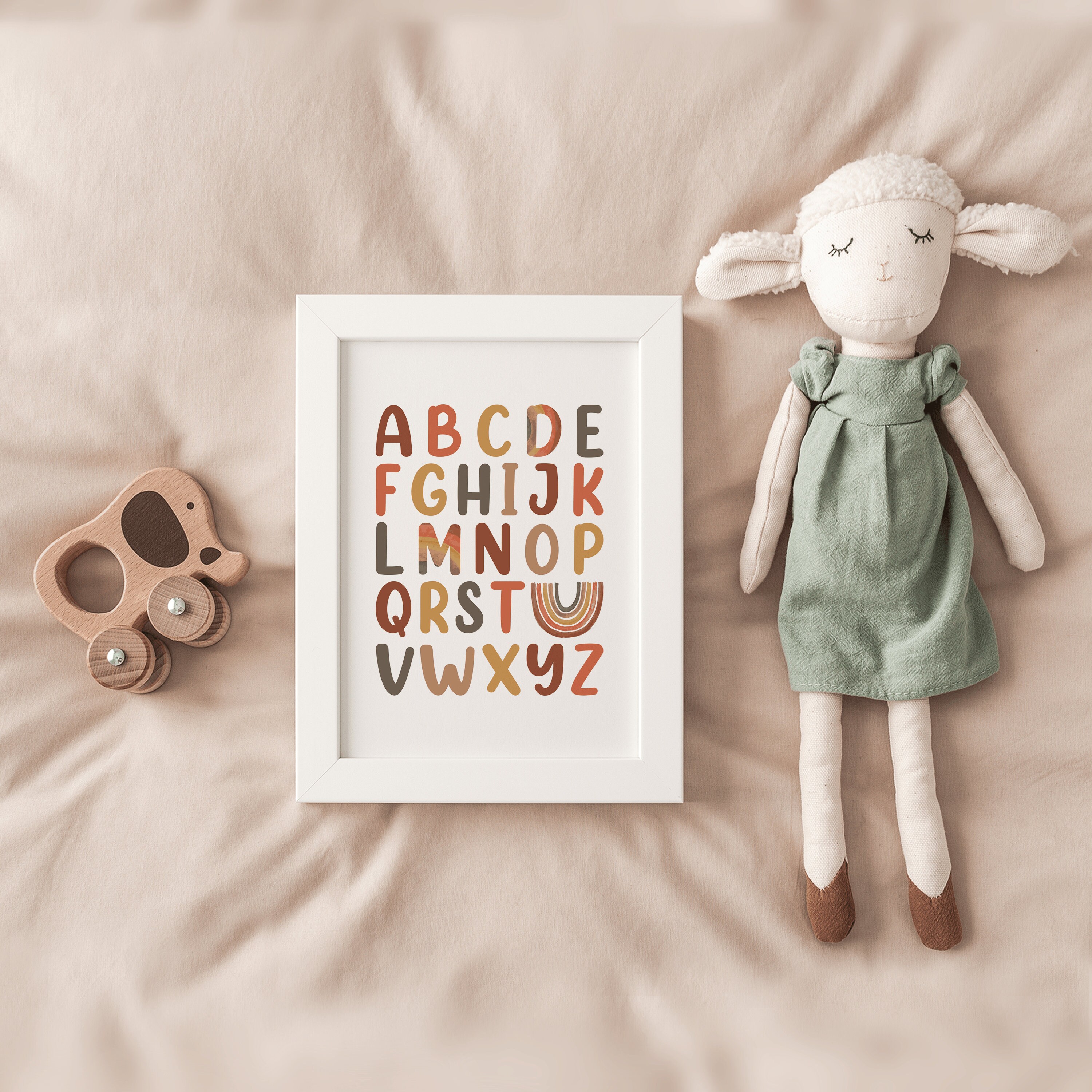 Neutral Rainbow Alphabet Print Boho Rainbow Print Alphabet | Etsy