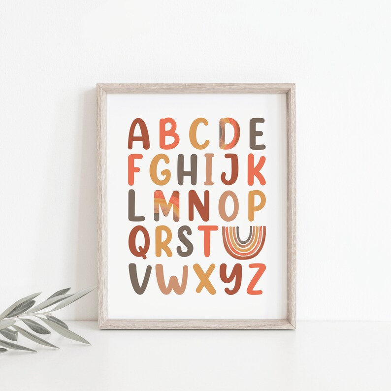 Neutral Rainbow Alphabet Print Boho Rainbow Print Alphabet - Etsy