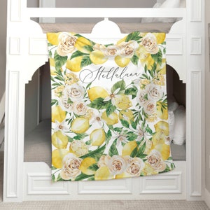 Personalized Lemon Name Blanket, Lemon Themed Nursery, Custom Name ...