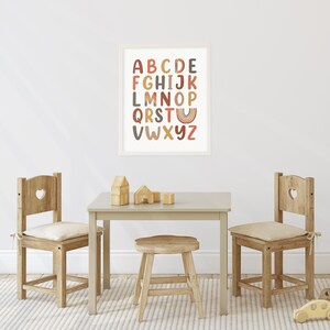 Neutral Rainbow Alphabet Print, Boho Rainbow Print, Alphabet Printable ...