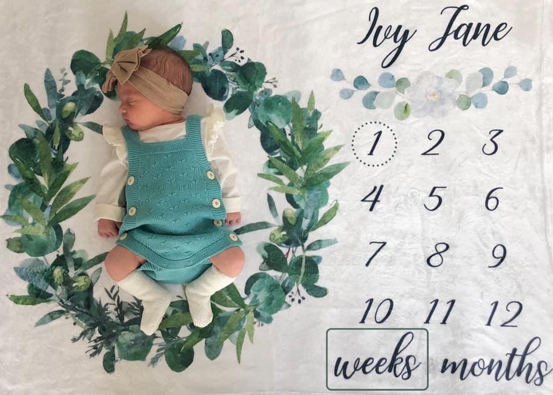 Personalized Milestone Baby Blanket, Custom Baby Blanket, Baby Blanket ...
