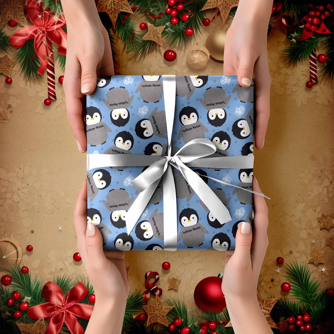 Custom Name Christmas Wrapping Paper, Personalized Gift Wrap, Holiday ...