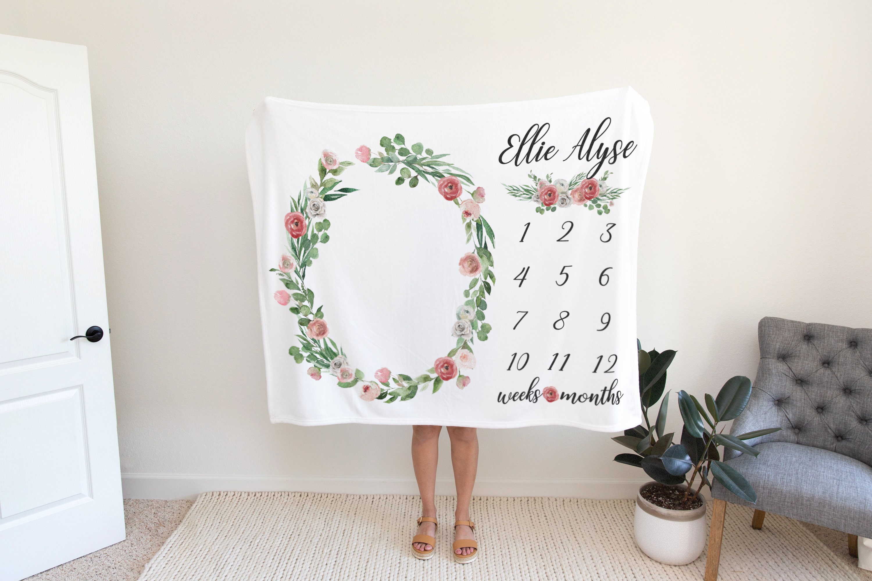 Personalized Milestone Baby Blanket, Custom Baby Blanket, Baby Blanket ...