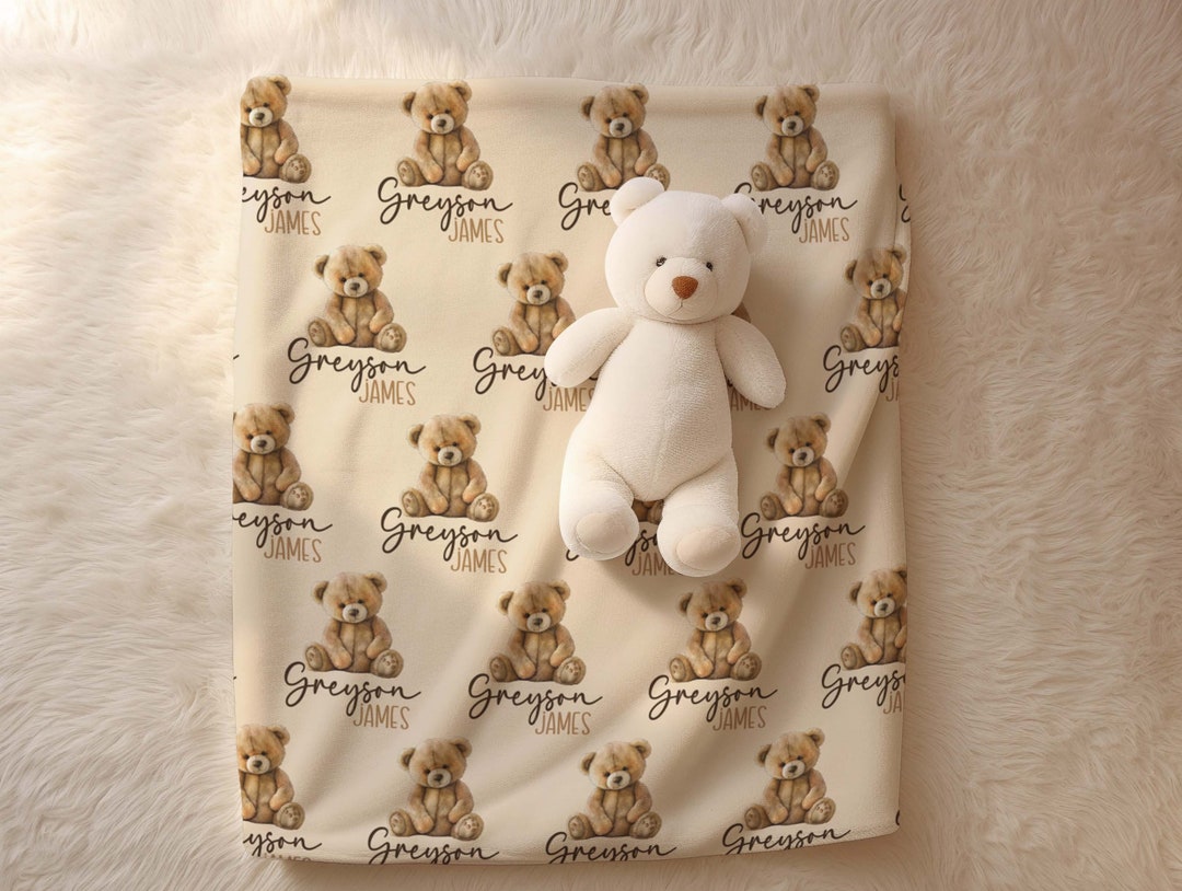 Teddy Bear Baby Blanket, Personalized Teddy Bear Blanket for Baby ...