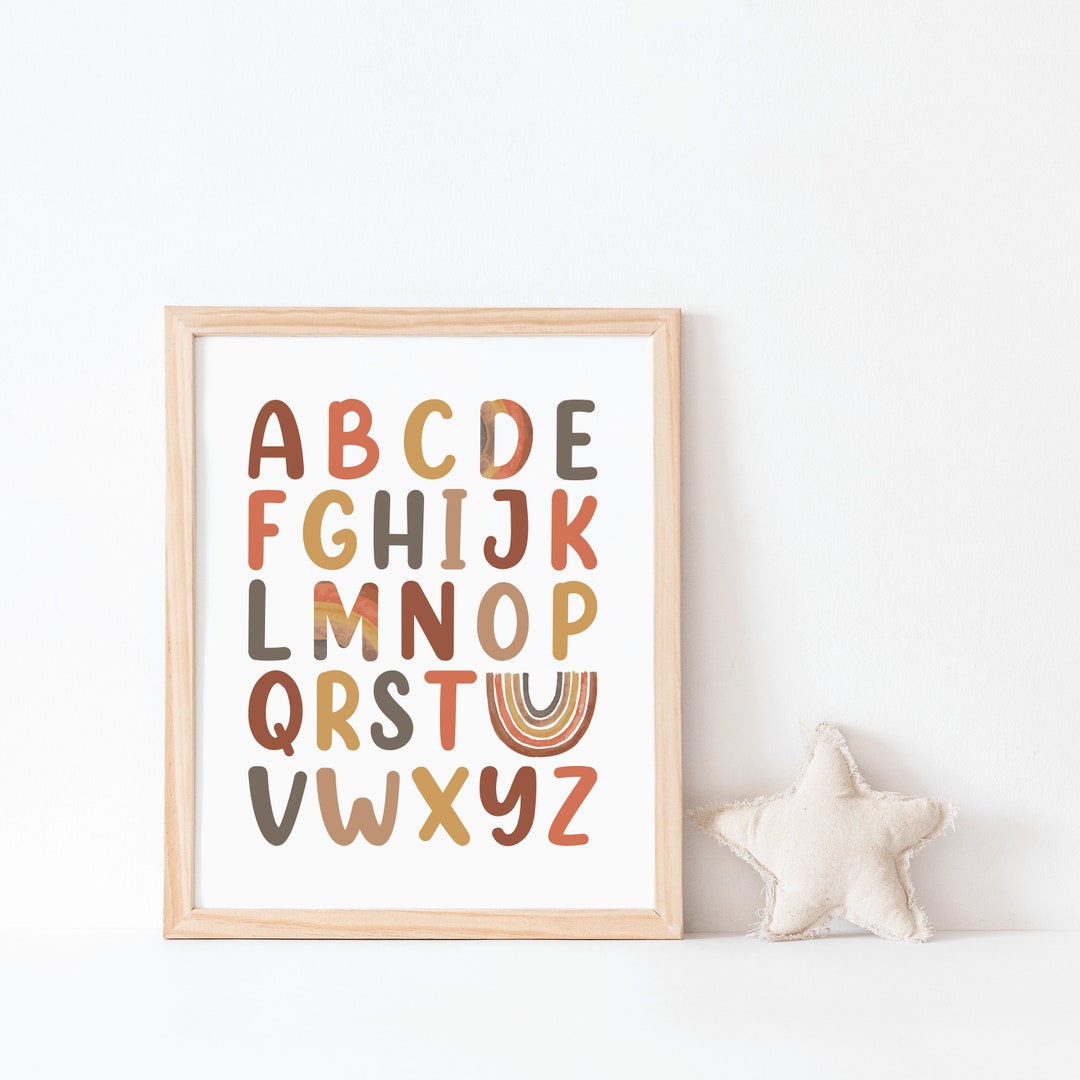 Neutral Rainbow Alphabet Print, Boho Rainbow Print, Alphabet Printable ...