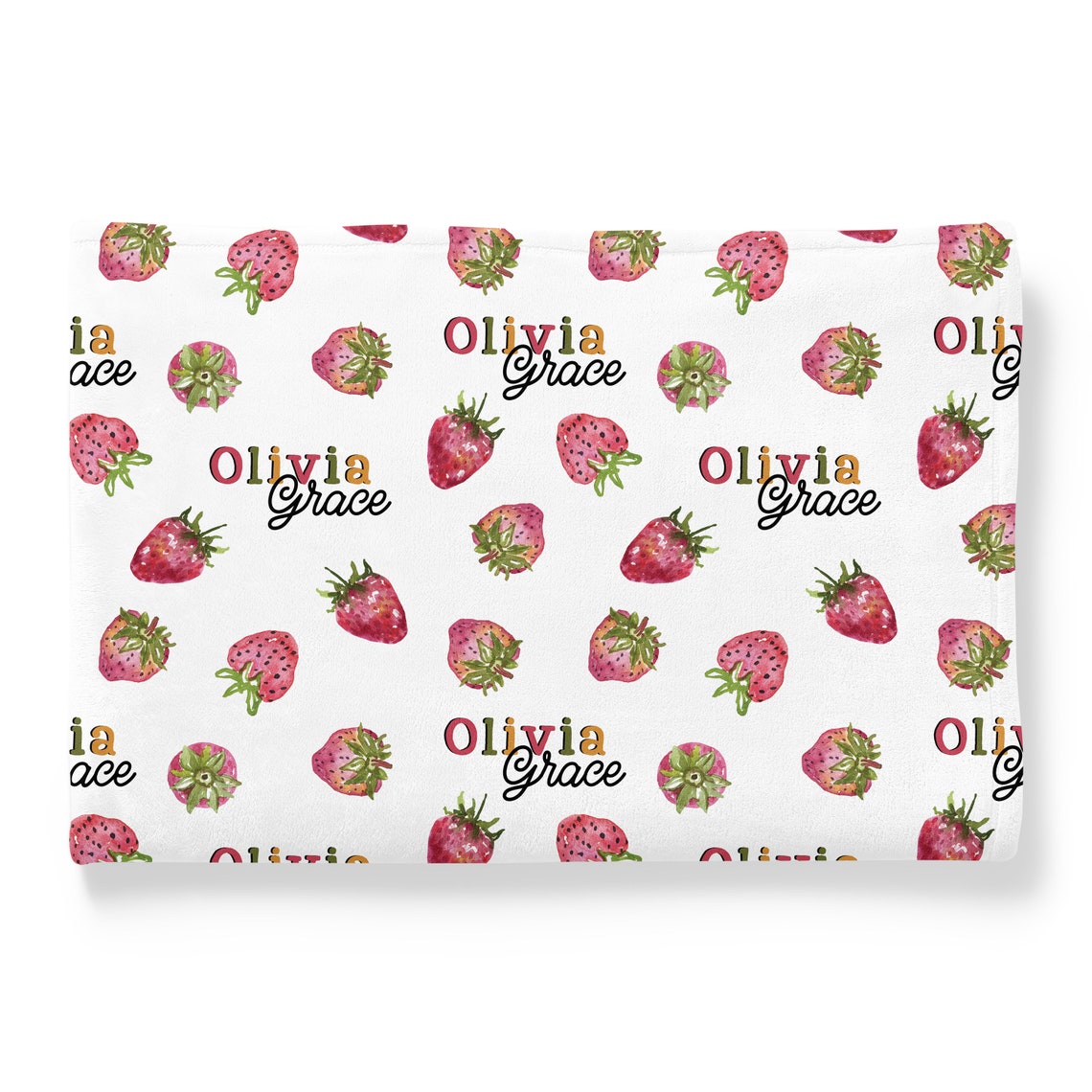 Personalized Strawberry Name Blanket Strawberry Themed - Etsy