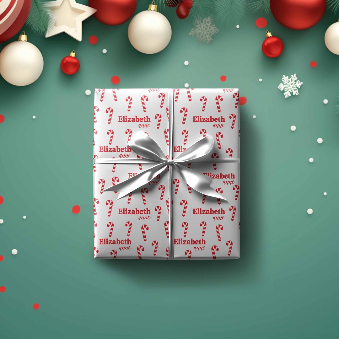 Custom Name Christmas Wrapping Paper, Personalized Gift Wrap, Holiday ...