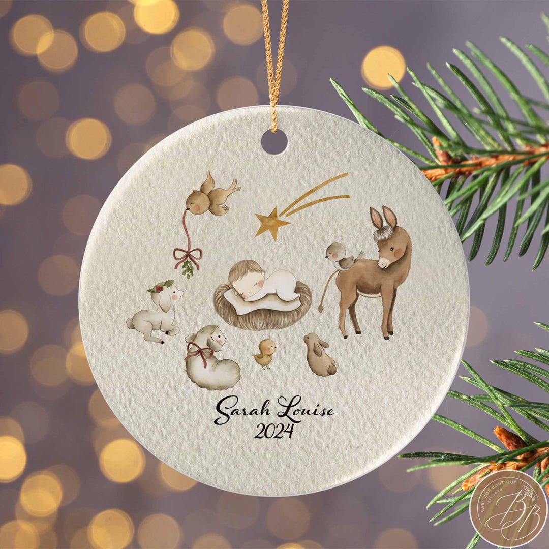 Personalized Nativity Scene Christmas Ornament, Custom Holiday Name ...