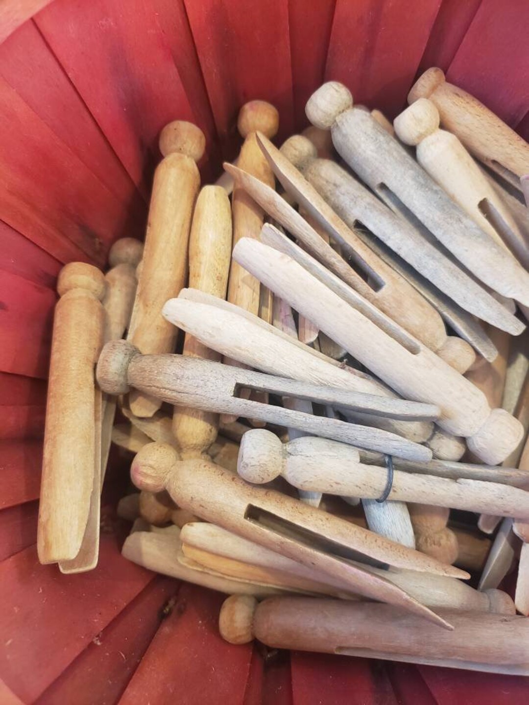 Bundle of 11 Vintage Wooden Clothespins - Wooden Clothes Pegs - Etsy