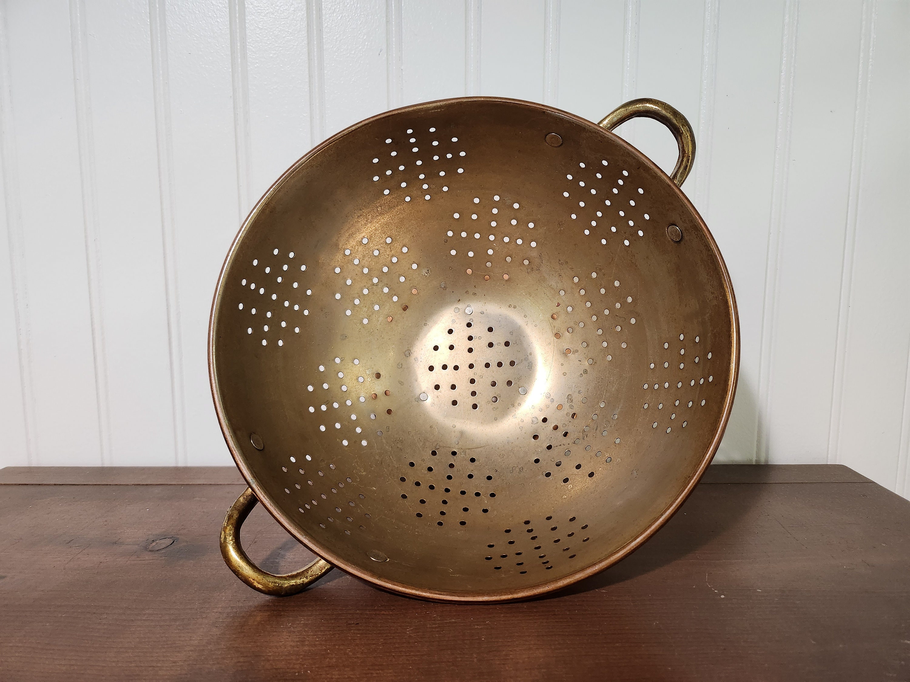 Vintage Copper Colander With Brass Handles - Etsy