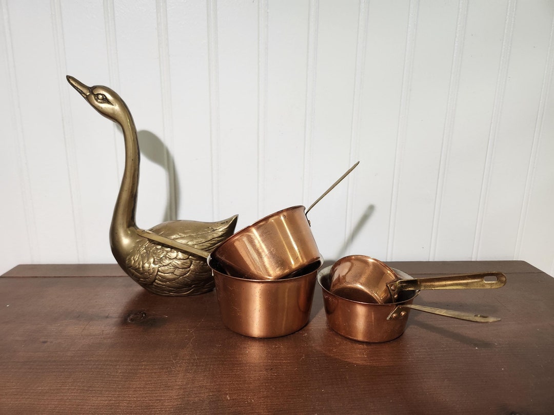 Vintage Copper and Brass Measuring Cup Set Made in Korea - Etsy