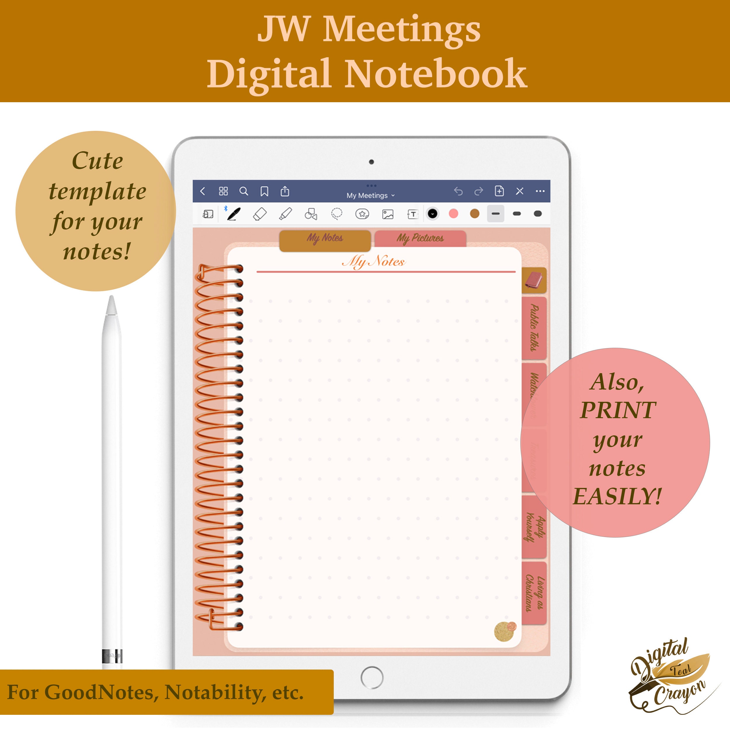 JW Digital Notebook for Goodnotes, Notability, Xodo for Your Meetings ...