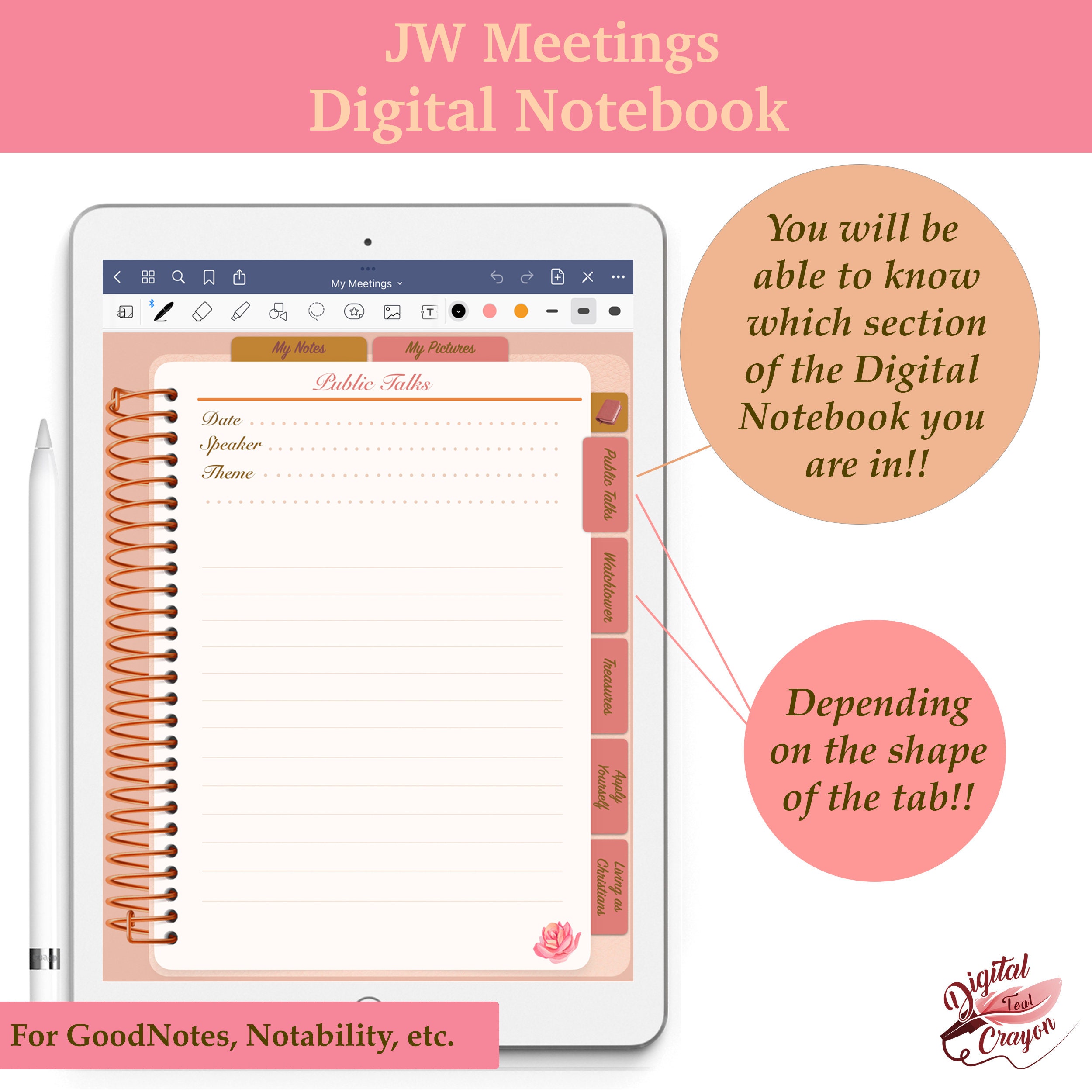 JW Digital Notebook for Meetings for Goodnotes Notability - Etsy