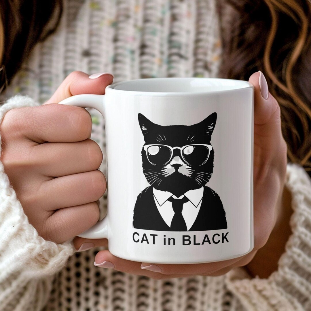 Funny Black Cat Mug Ironic Dark Humour Coffee Cup Silly Unhinged Witty ...