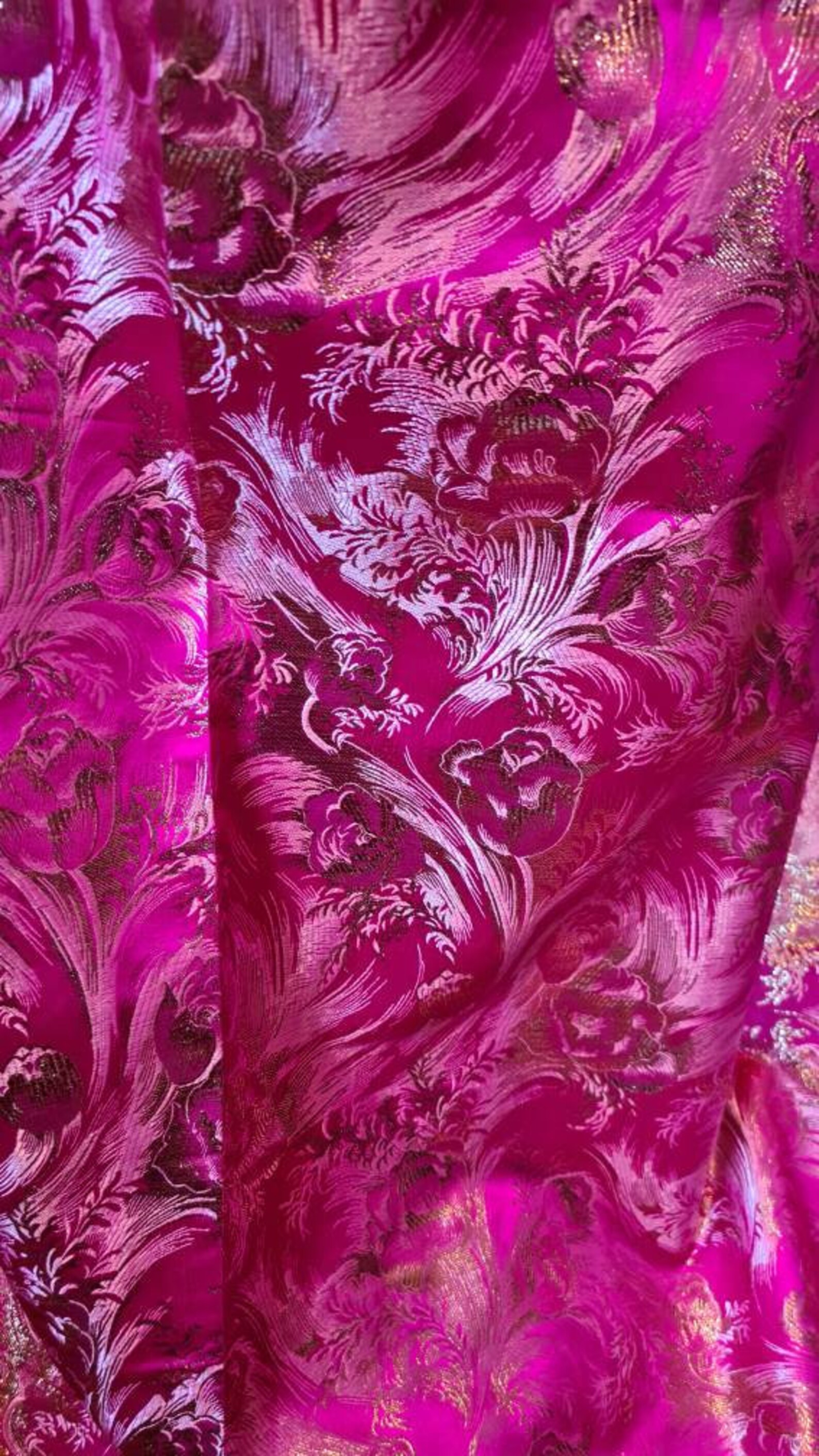 1mtr . Hot Pink Floral Design Elegant Dress Brocade Fabric. by - Etsy