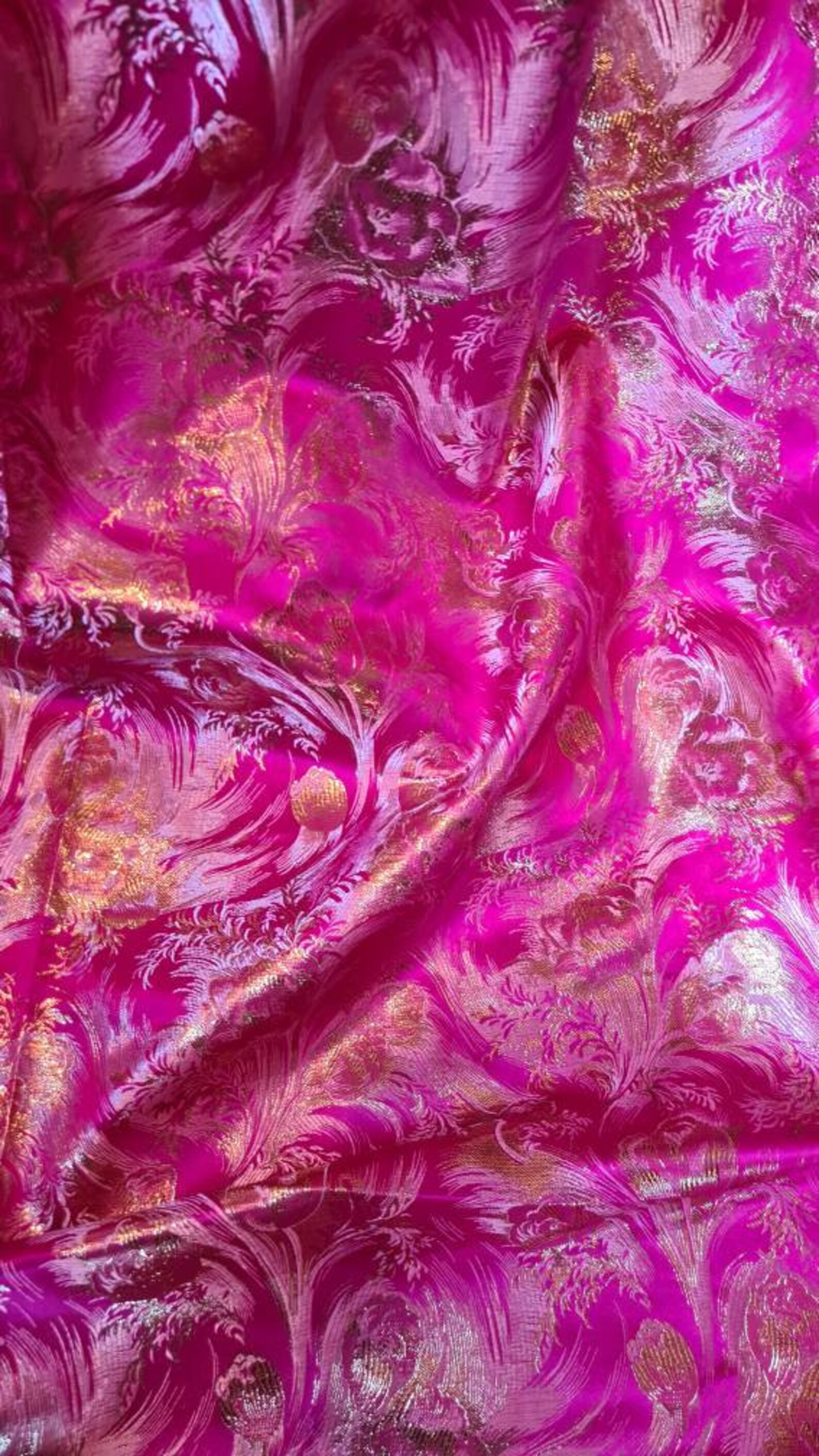 1mtr . Hot Pink Floral Design Elegant Dress Brocade Fabric. by - Etsy