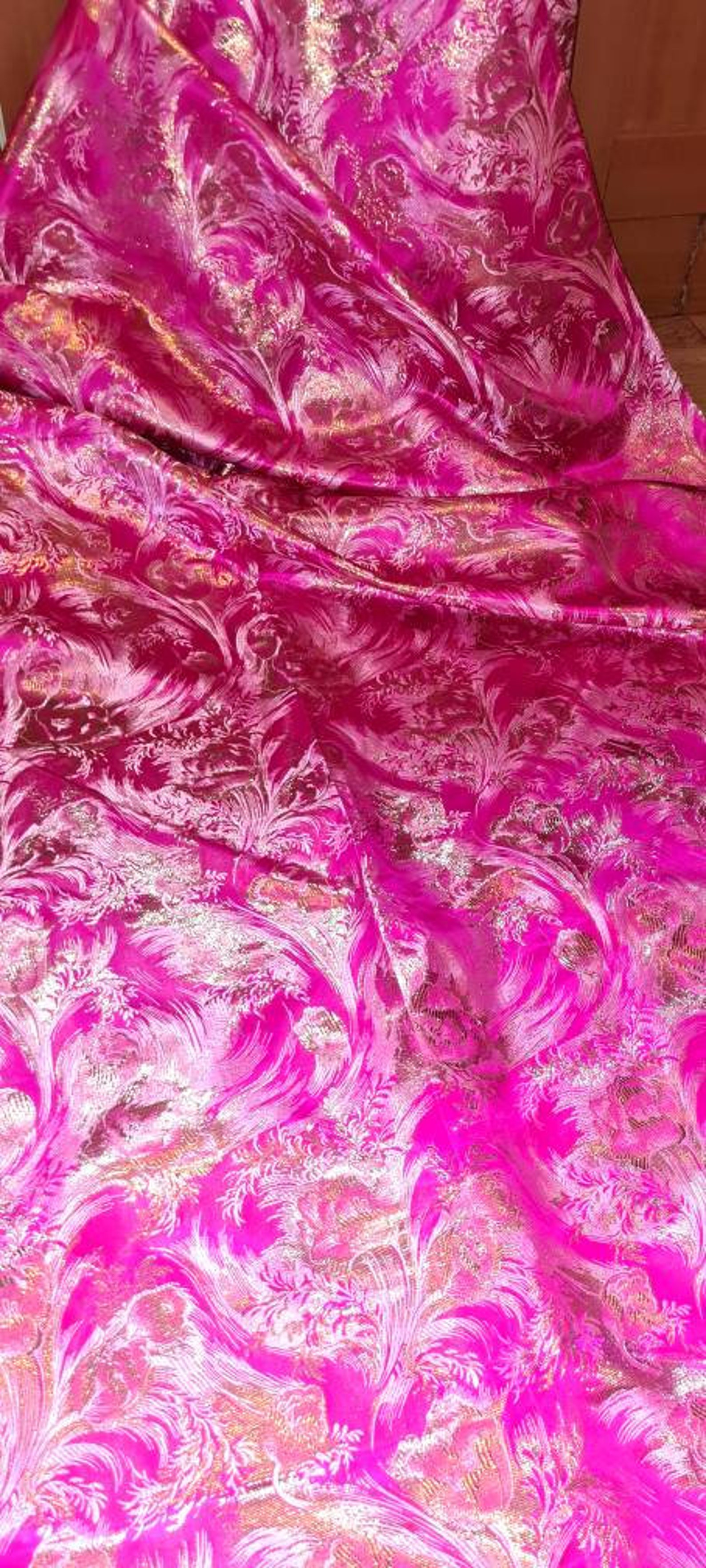 1mtr . Hot Pink Floral Design Elegant Dress Brocade Fabric. by - Etsy