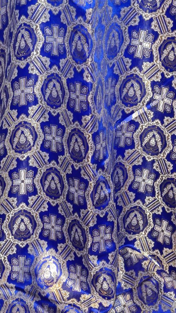 1mtr . Royal Blue &silver Elegant Brocade Dress Fabric. by the Mtr.45 ...