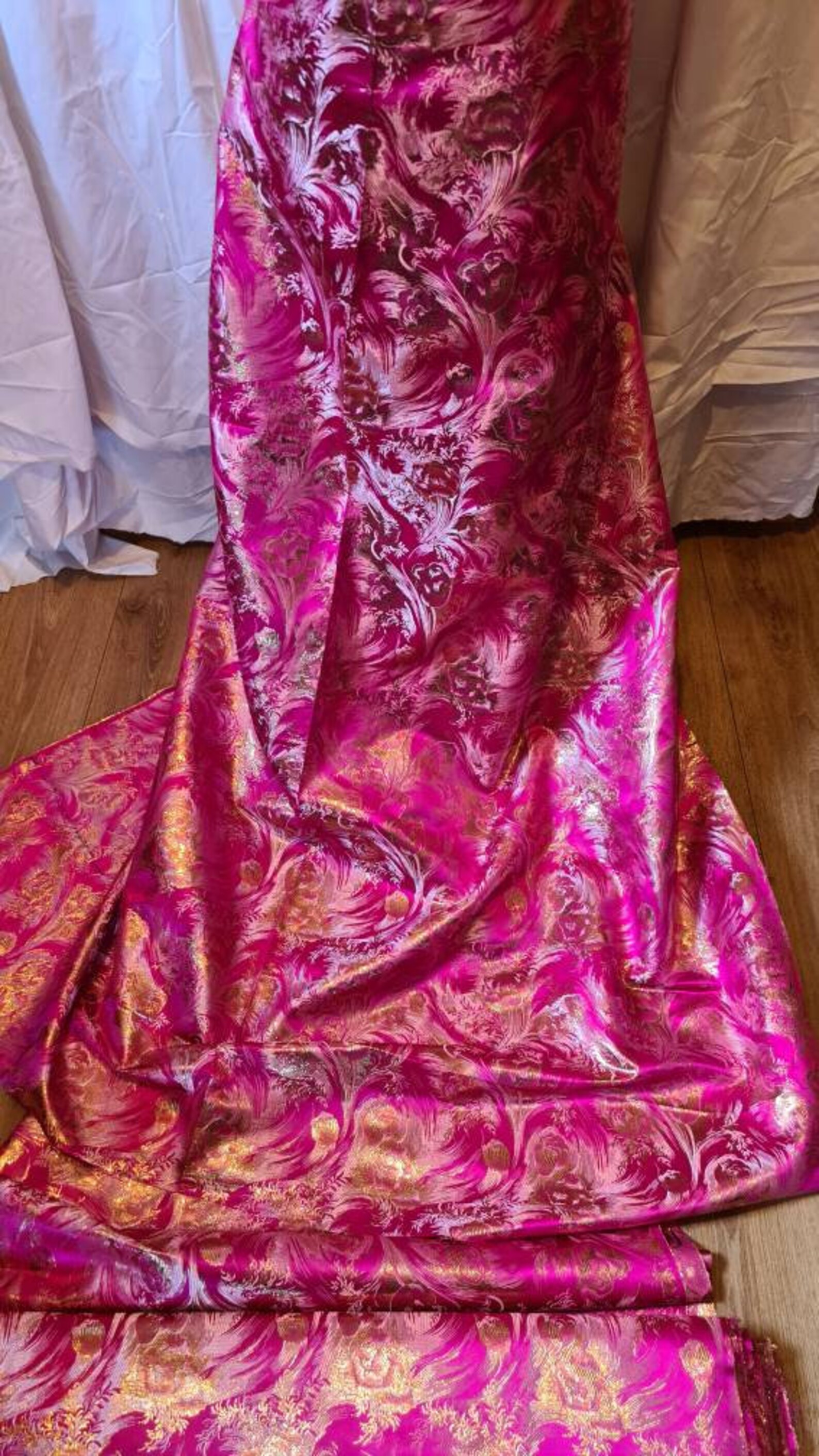 1mtr . Hot Pink Floral Design Elegant Dress Brocade Fabric. by - Etsy