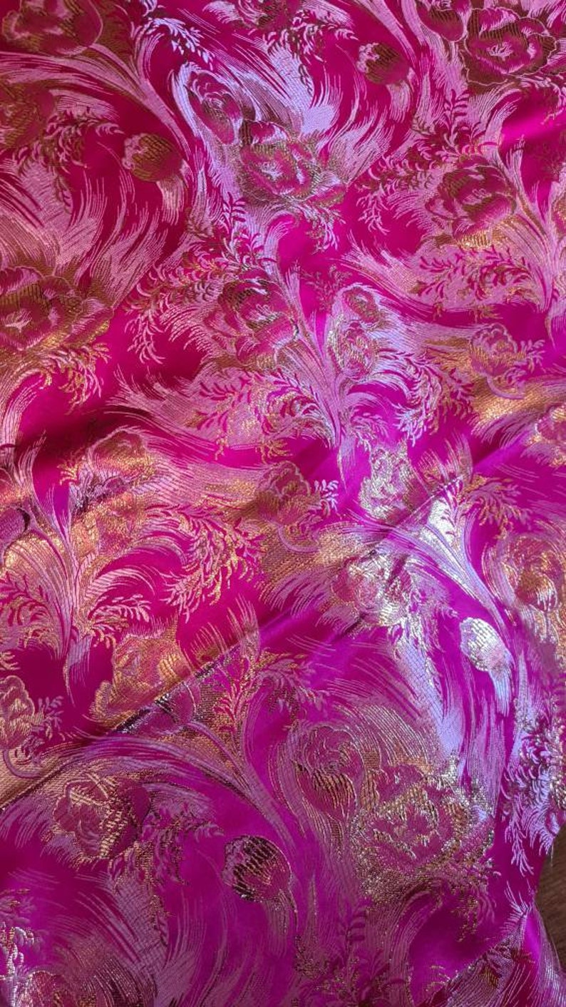 1mtr . Hot Pink Floral Design Elegant Dress Brocade Fabric. by - Etsy