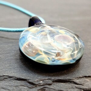 Blue Green Ocean Disc Pendant Necklace Handmade From American Glass - Etsy