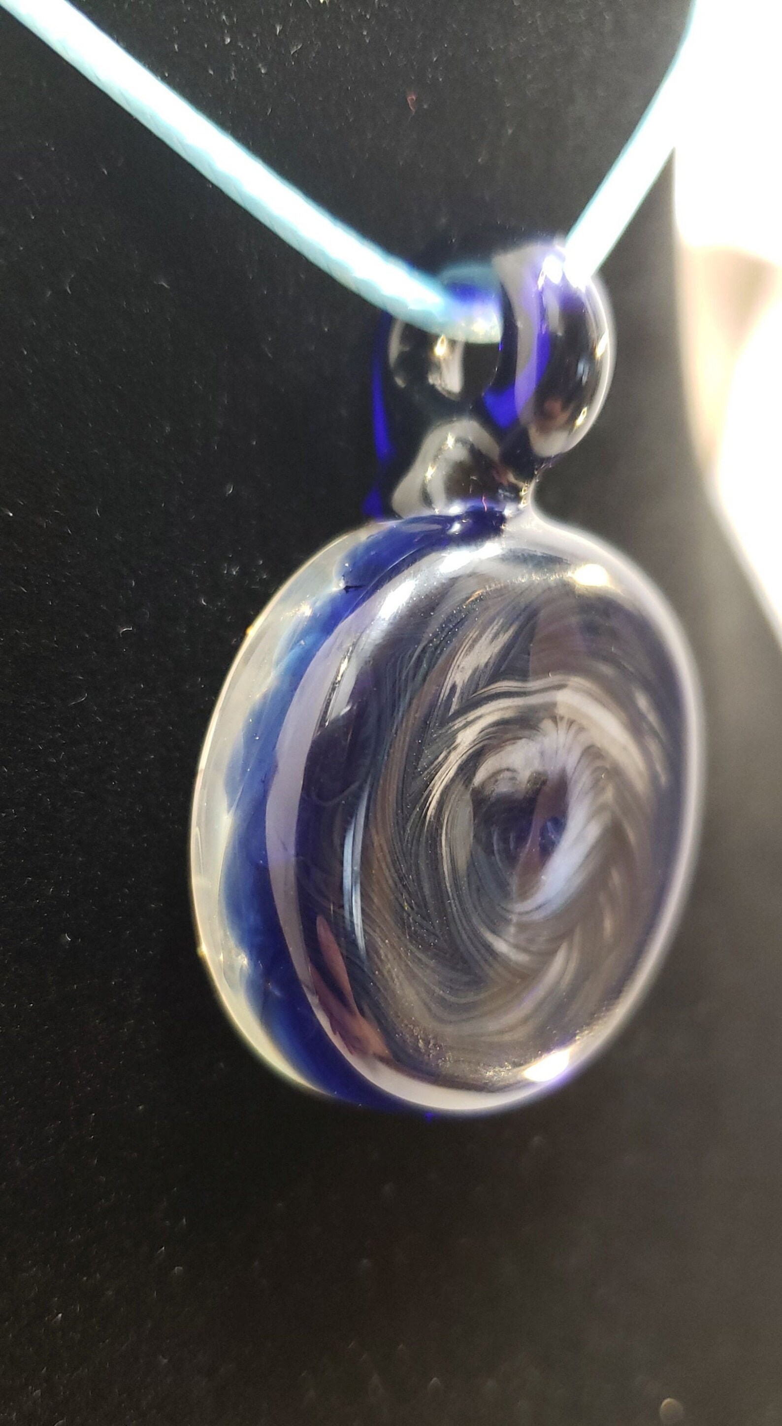 Blue Green Ocean Disc Pendant Necklace Handmade From American Glass - Etsy