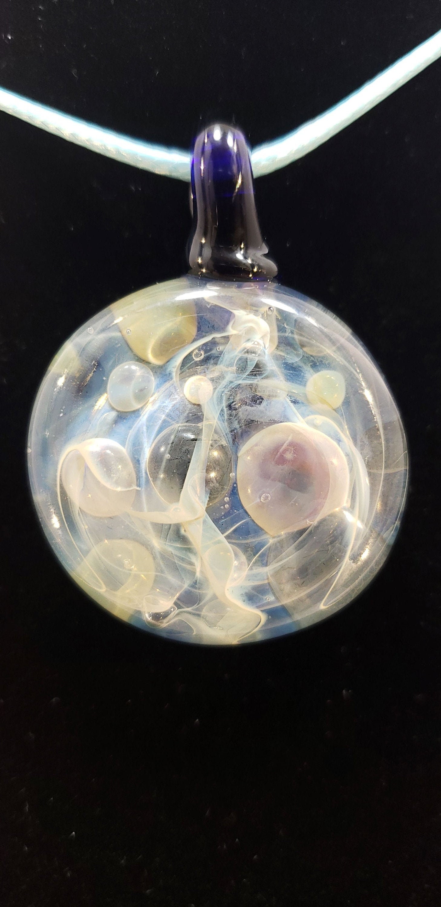 Blue Green Ocean Disc Pendant Necklace Handmade From American Glass - Etsy