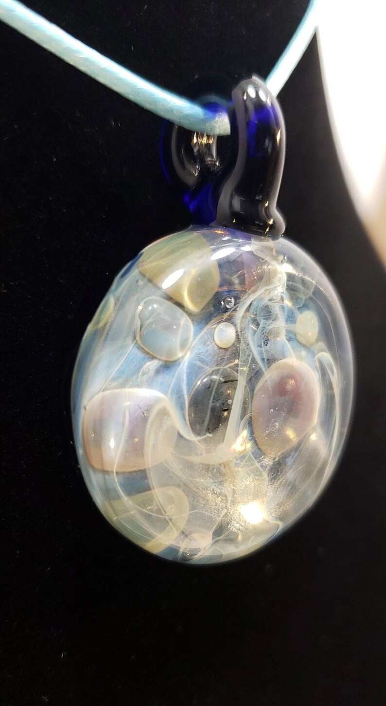 Blue Green Ocean Disc Pendant Necklace Handmade From American Glass - Etsy