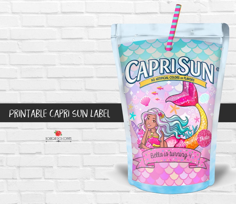 Paper & Party Supplies Digital File Mermaid Barbie Personalized Capri ...