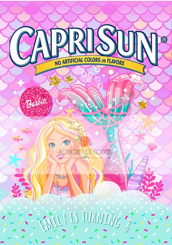 Paper & Party Supplies Digital File Mermaid Barbie Personalized Capri ...