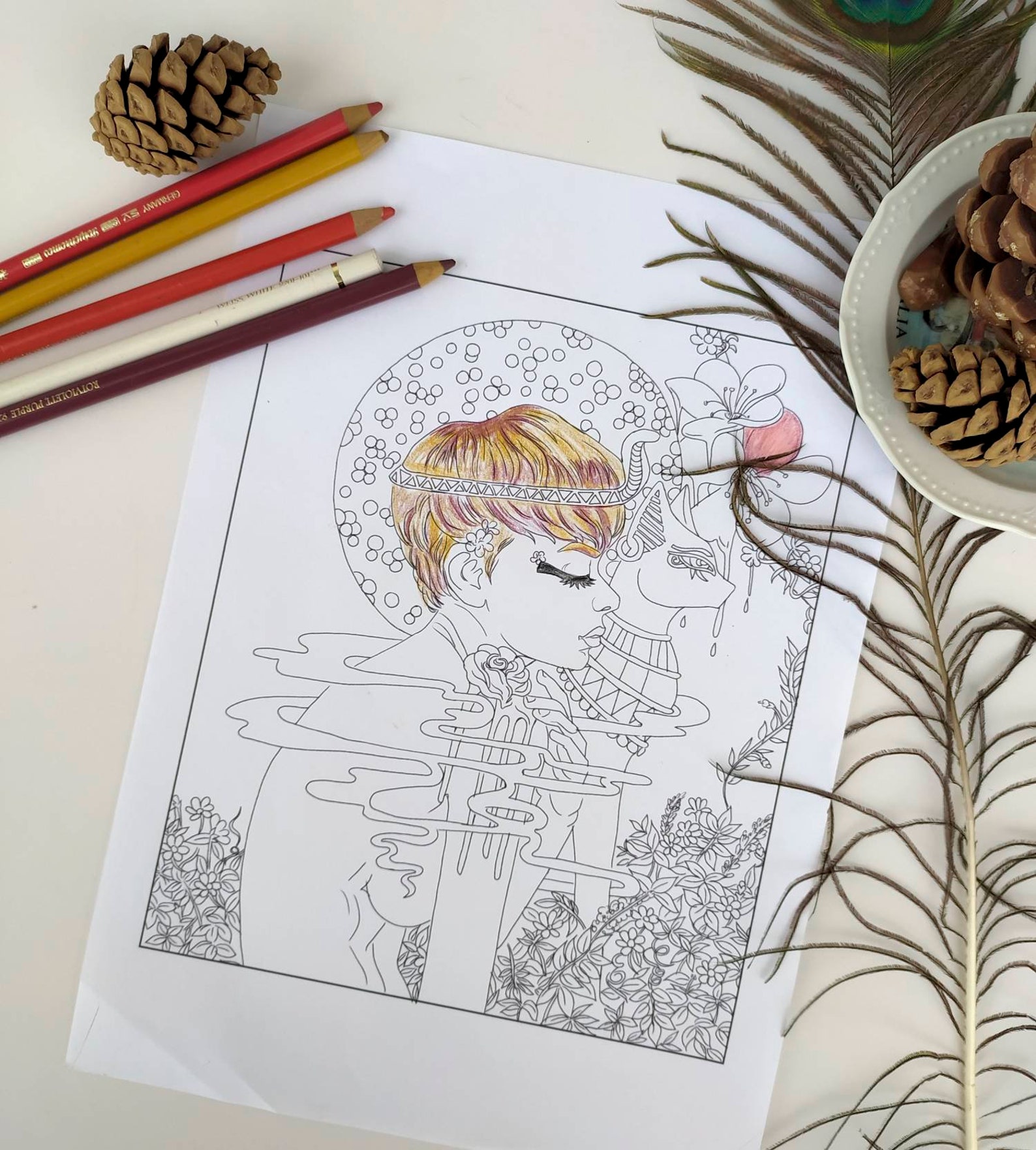 Printable Coloring Page, Downloadable Coloring Sheet of My Original ...