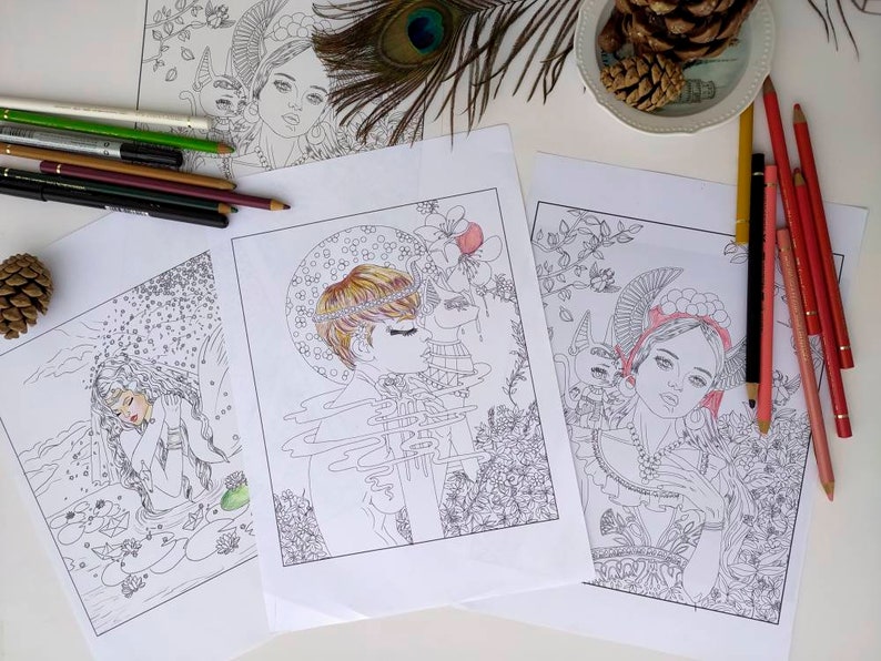 Printable Coloring Page, Downloadable Coloring Sheet of My Original ...