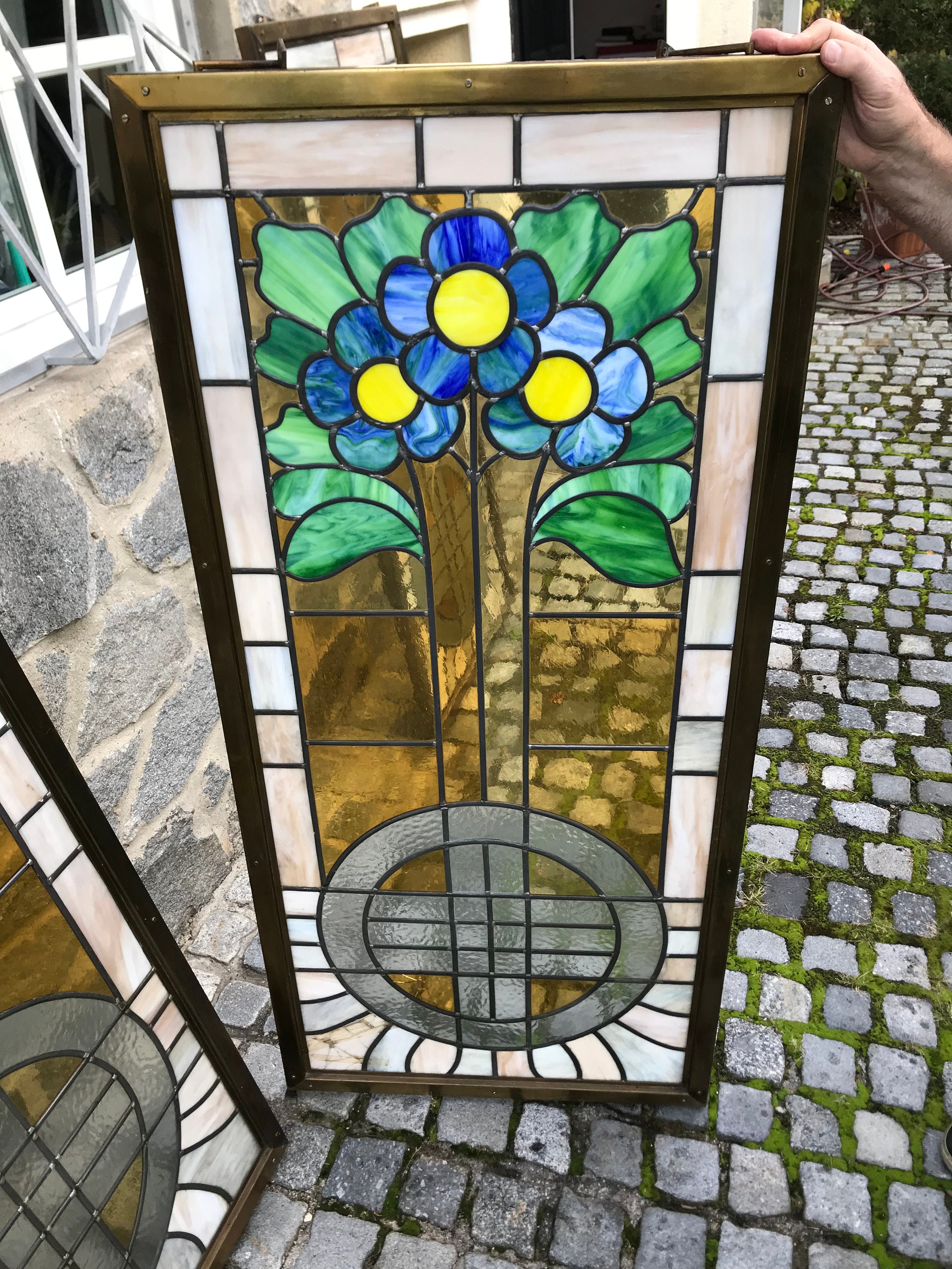 Stained Cathedral Glass Vitrail in Brass Frame - Etsy