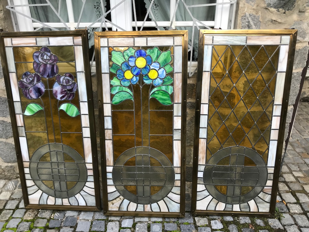 Stained Cathedral Glass Vitrail in Brass Frame - Etsy