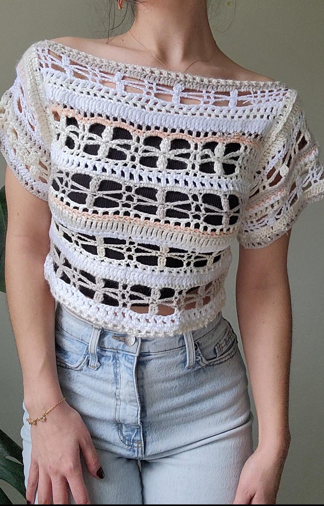 Crochet Mesh Cropped T-shirt - Etsy