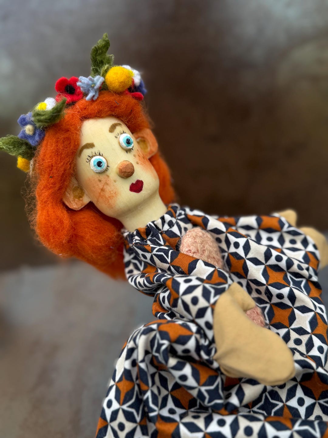 Unique Wooden-textile Hand Puppet With Expressive Face – Handmade ...