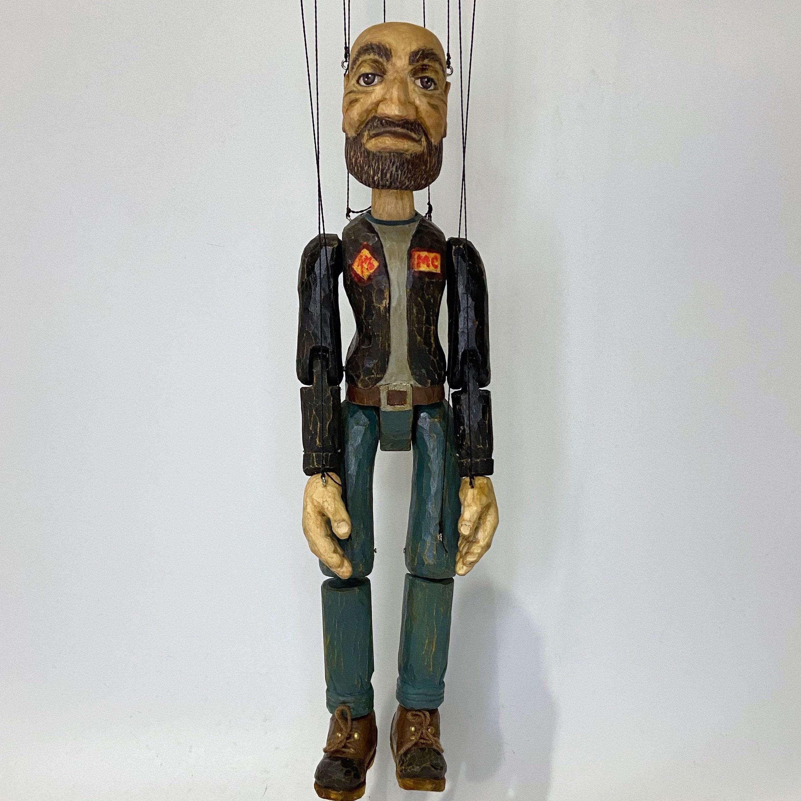 Biker Wooden Doll Puppet Wooden Marionette Handmade Wood - Etsy