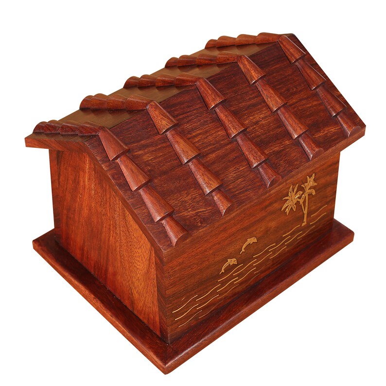 Hut Shape Brass Inlay URN rosewood URN natural Grains - Etsy