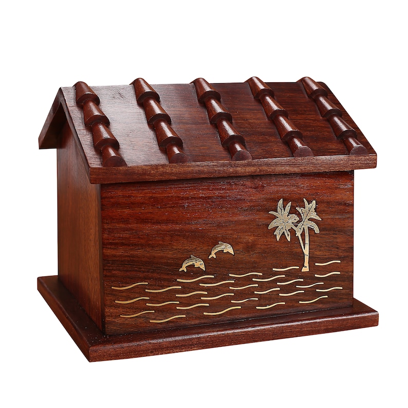 Hut Shape Brass Inlay URN rosewood URN natural Grains - Etsy