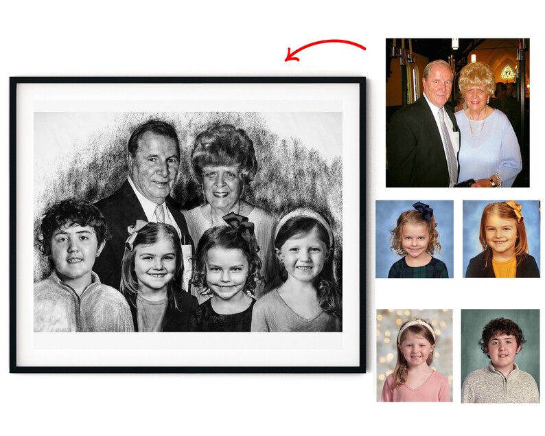 Custom Family Portrait Drawing Photo Combine Different Family - Etsy