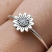 New Sunflower Ring, Flower Stack Ring, Solid 925 Sterling Silver, Flower Ring, Antiqued ...
