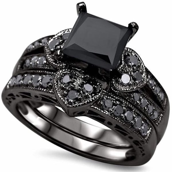 Black Diamond Ring - Etsy