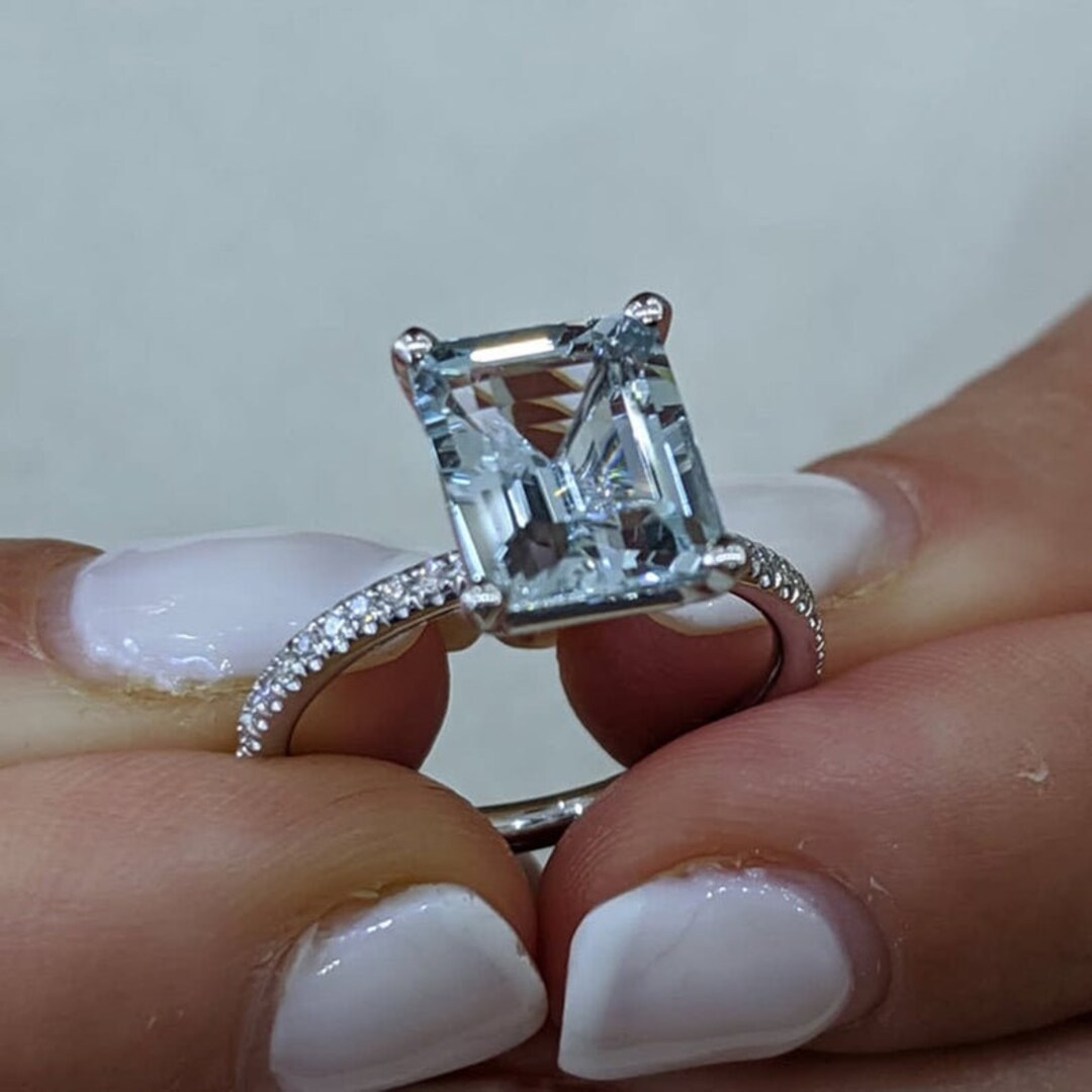 2.00 Carat Emerald Cut Lab Diamond Coated Ring: Art Deco Sterling ...