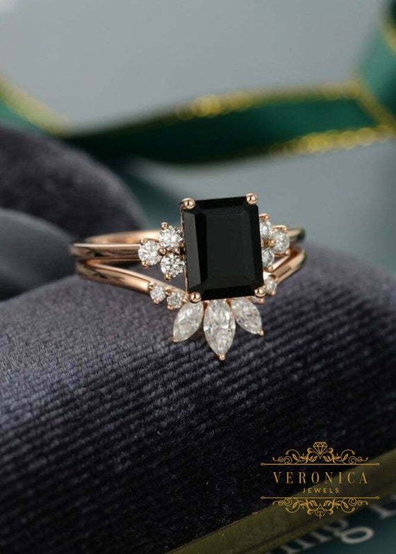 Black square engagement ring store