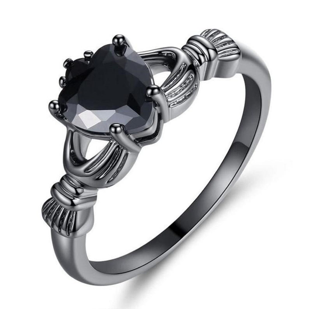 1.50 Carat Heart Cut Black Lab Diamond Engagement Ring: Sterling Silver ...
