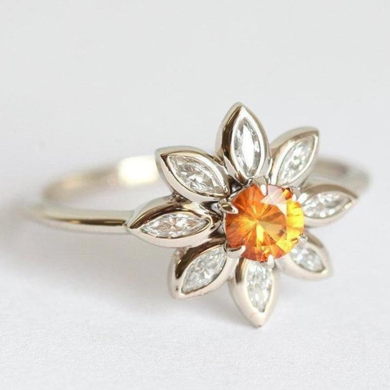Orange Flower Ring - Etsy