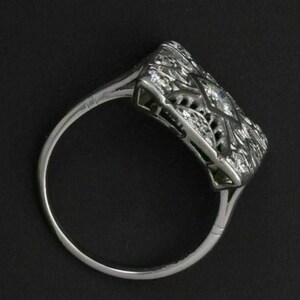 Old European Cut Edwardian Diamond Ring, Vintage Square Shape Art Deco ...