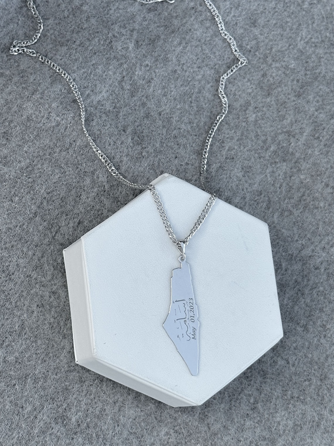 Personalized Palestine Map Necklace for Men ,sterling Silver 925 ...