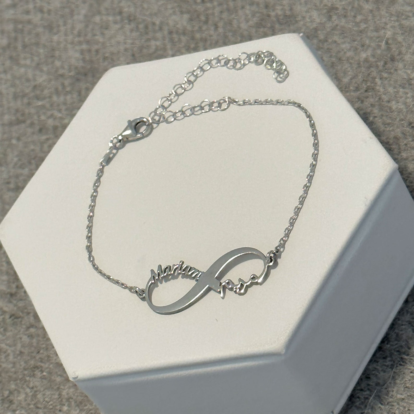 Personalized Sterling Silver Infinity Name Bracelet, Custom Date - Etsy